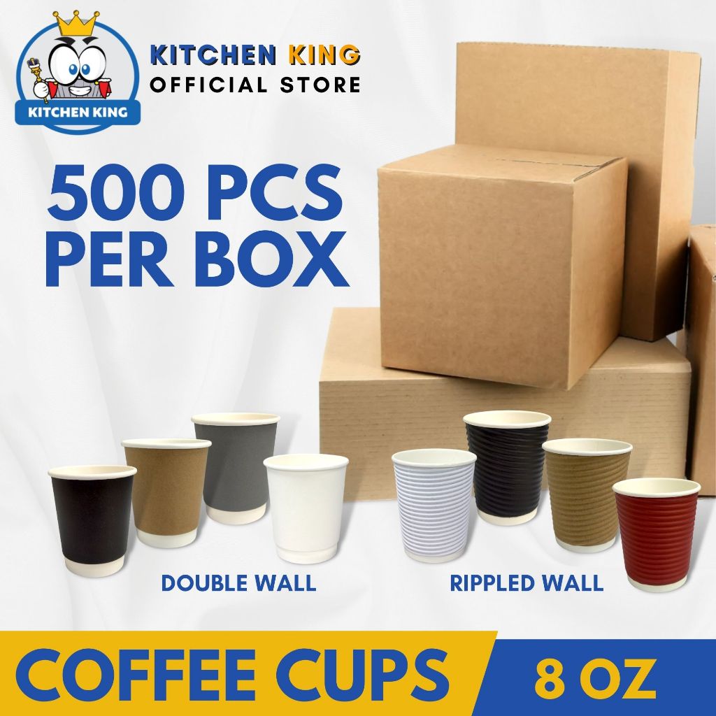 500PCS - Double Wall or Rippled Coffee Cup 8oz CUP ONLY [Black/Gray ...