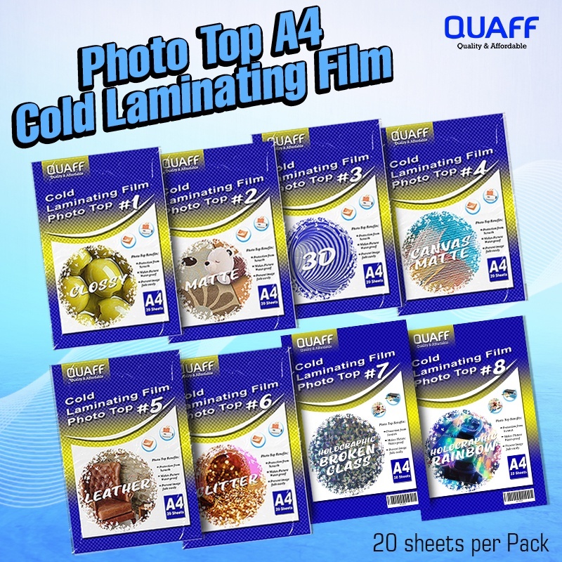 Quaff Cold Laminating Film Photo Top A4 ( 20 Sheets / Pack ) | Shopee ...