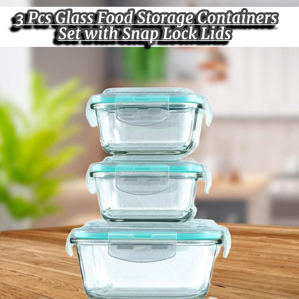 Glass Food Storage Containers Set with Snap Lock Lids - Safe for ...