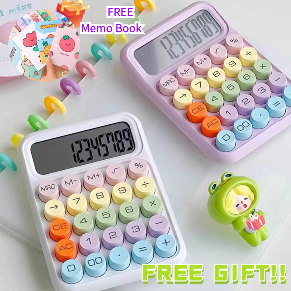 INO Korean Dopamine Color Calculator 12 Digits Large Display Mechanical ...