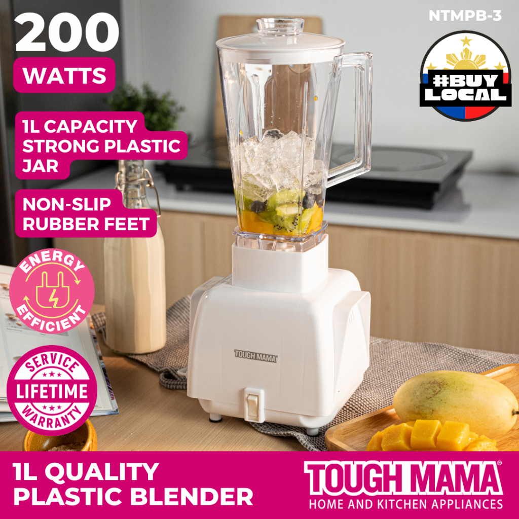 Tough Mama NTMPB-3 White Personal Blender 1L Strong Plastic Jar Juicer ...