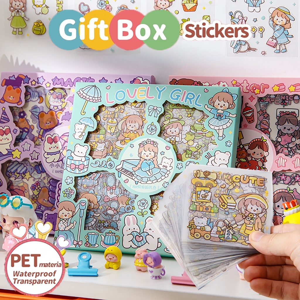 100Pcs Kawaii Transparent Stickers Set Stationery Scrapbooking School ...