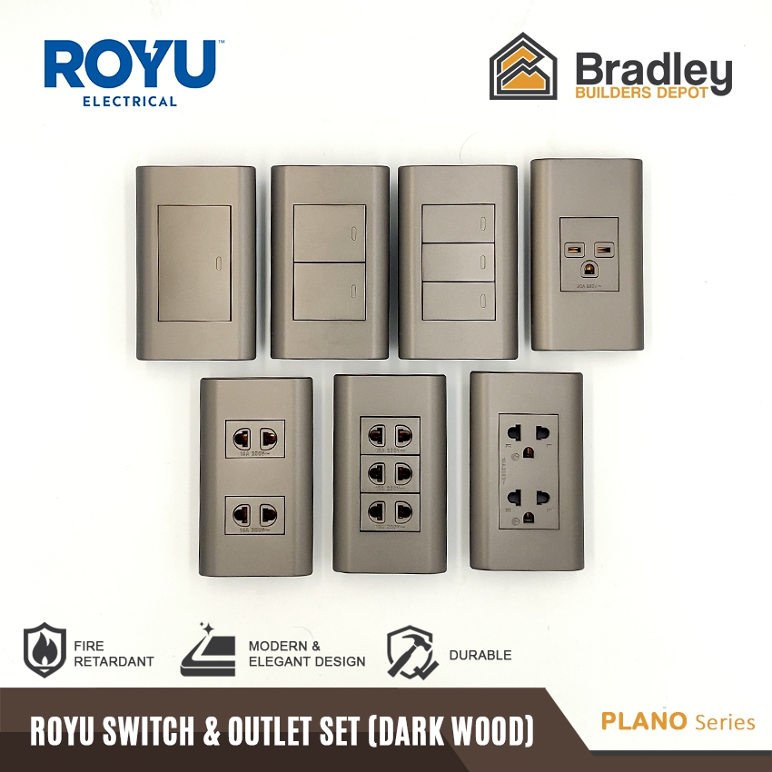 Royu Dark Wood Modern Switch and Outlet Set (Plano Series) | Shopee ...