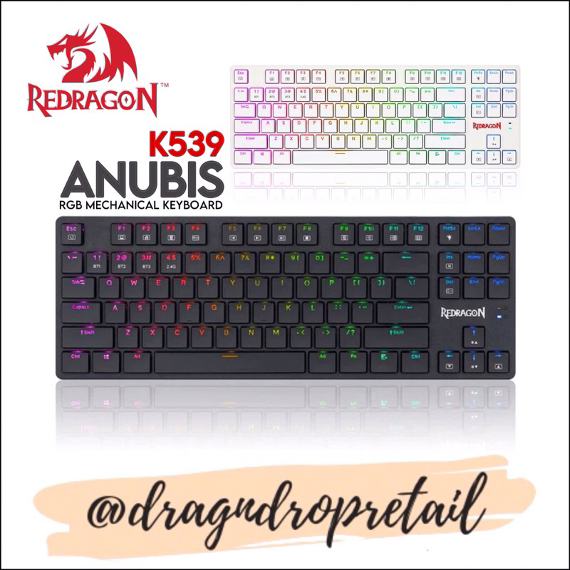 REDRAGON ANUBIS K539 RGB Mechanical Gaming Keyboard, Wireless 2.4G/BT ...