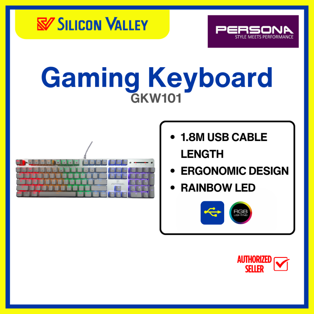 Persona GKW101 White Wired Mechanical Gaming Keyboard | Shopee Philippines