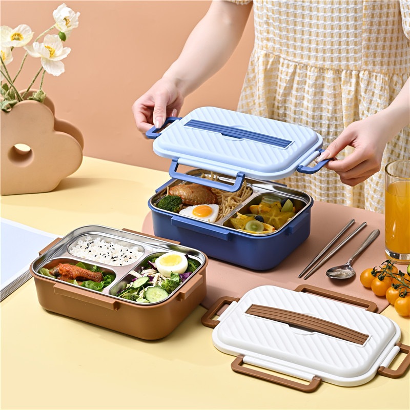 Large capacity 304 stainless steel lunch box, 1000MLins style divided ...
