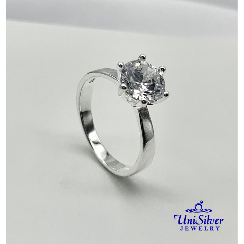 Unisilver 925 Sterling Silver Solitaire Ring (RS033-4001) | Shopee ...