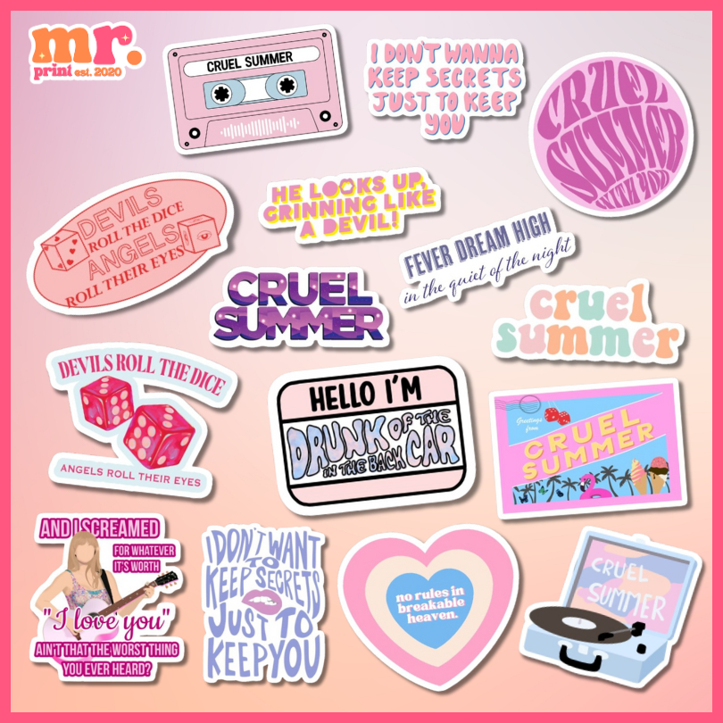 CRUEL SUMMER STICKER TAYLOR SWIFT WATERPROOF STICKERS | Shopee Philippines