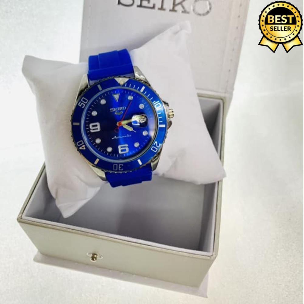 Seiko Diver's SSK Date 100M Automatic Hand Movement All Blue FKM Rubber ...