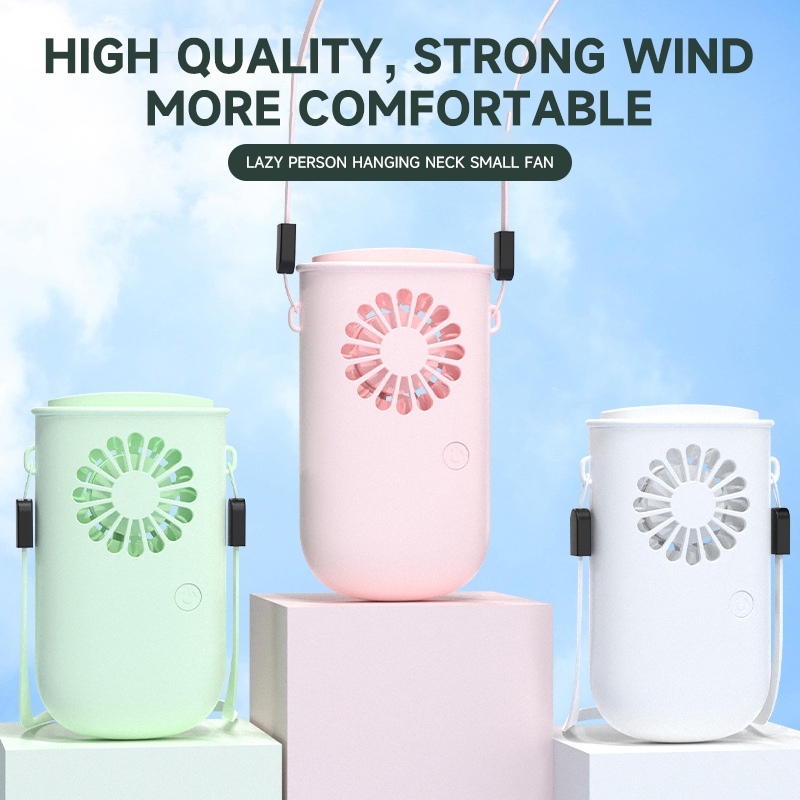 Mini fan leafless neck small fan Handheld small fan rope portable USB ...