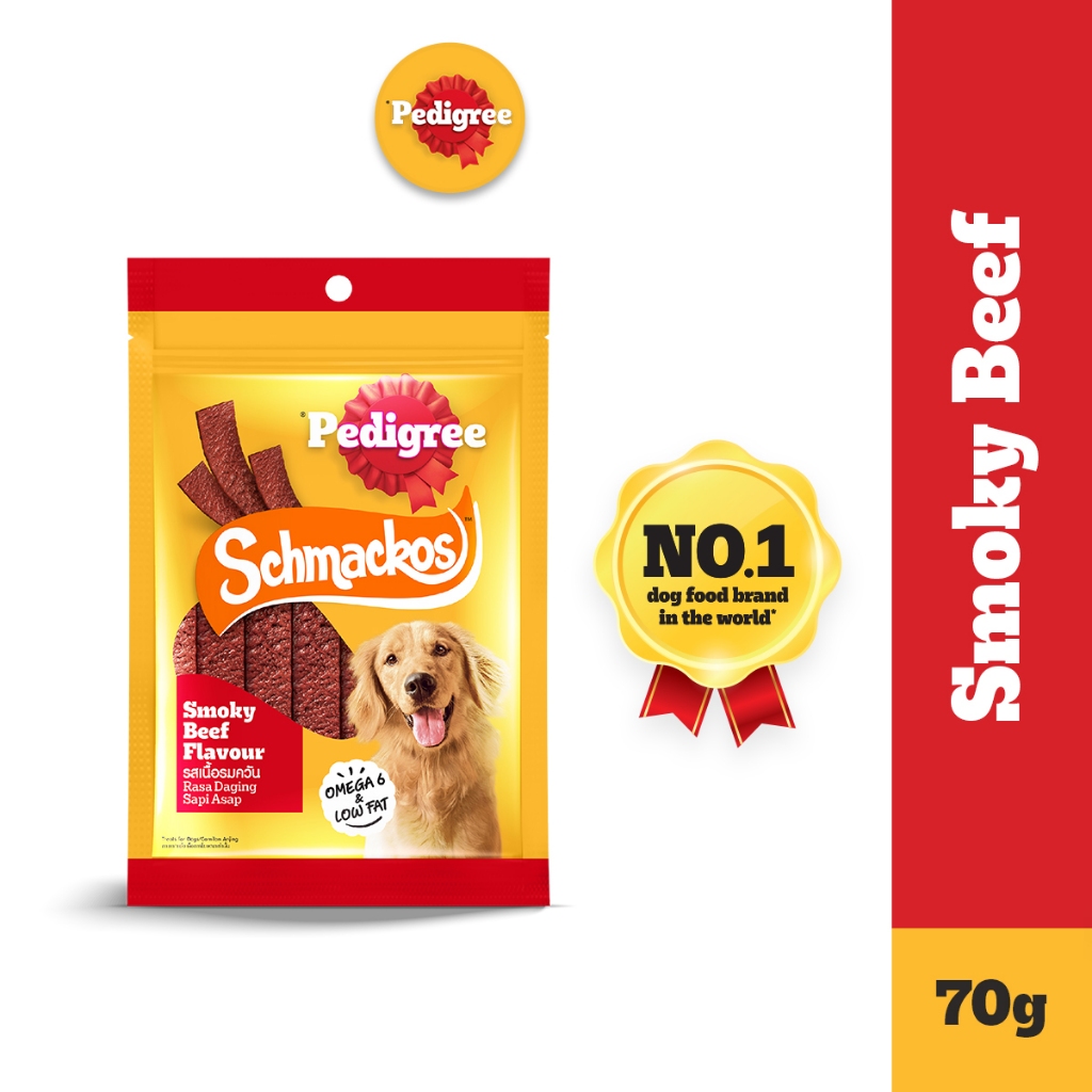 PEDIGREE Schmackos Meat Jerky Dog Treats Smoky Beef Flavor 70g | Shopee ...