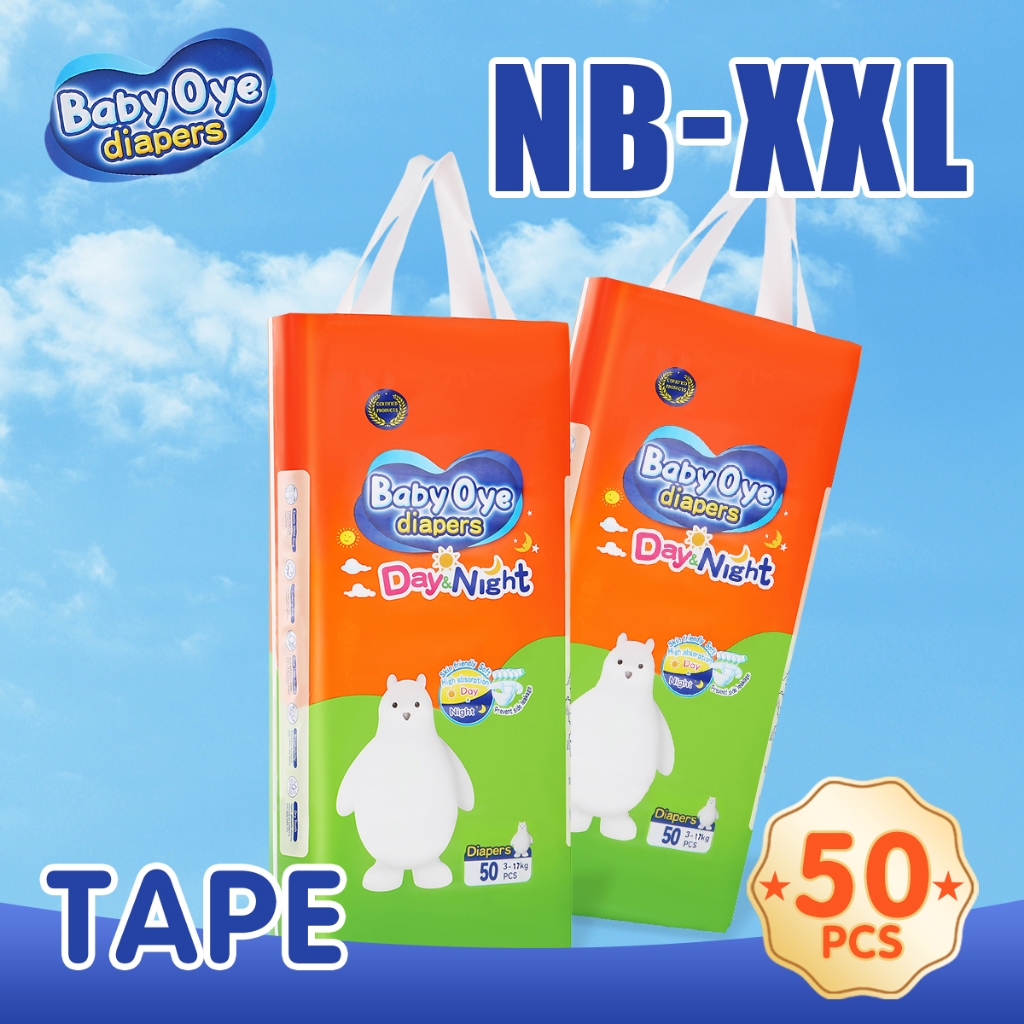BabyOye Baby Diaper 50Pcs Disposable Diapers Tape Diaper For Baby Pants ...