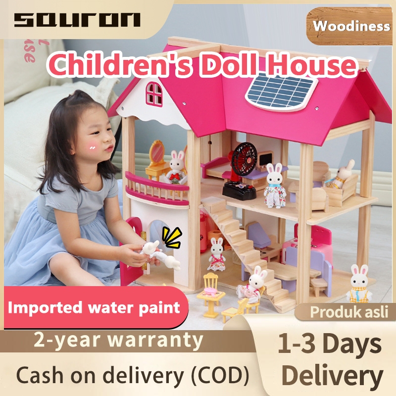 Children's toy house DIY cottage girl gift solid wood house princess ...