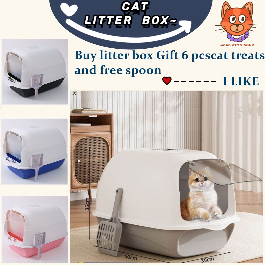 Cat Litter Box Pet Covered House With Scooper Cat Poop Box Free Cat ...
