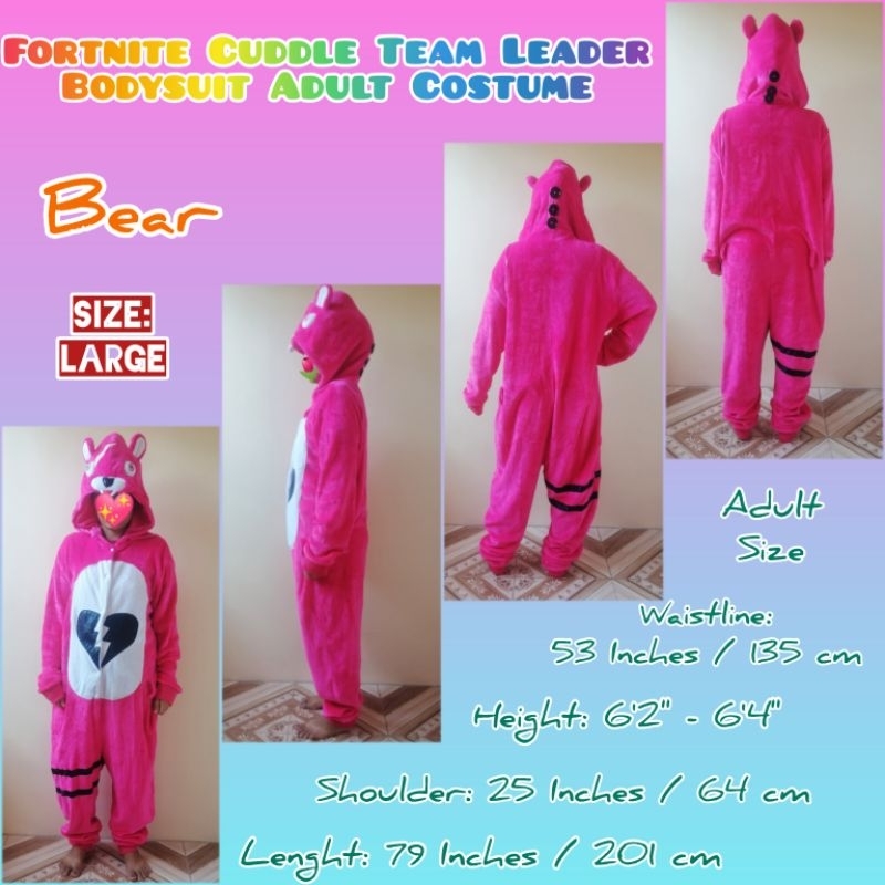 FORTNITE CUDDLE TEAM LEADER BEAR ONESIES COSTUME ADULT SIZE ( Available ...