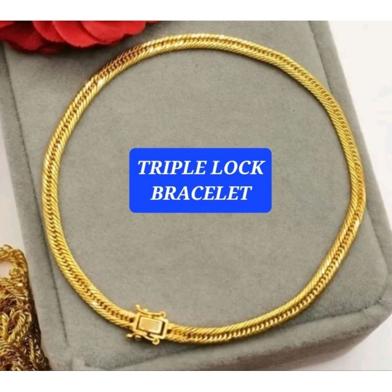 PAWNABLE Bracelet 18k Saudi UNISEX triple lock | Shopee Philippines
