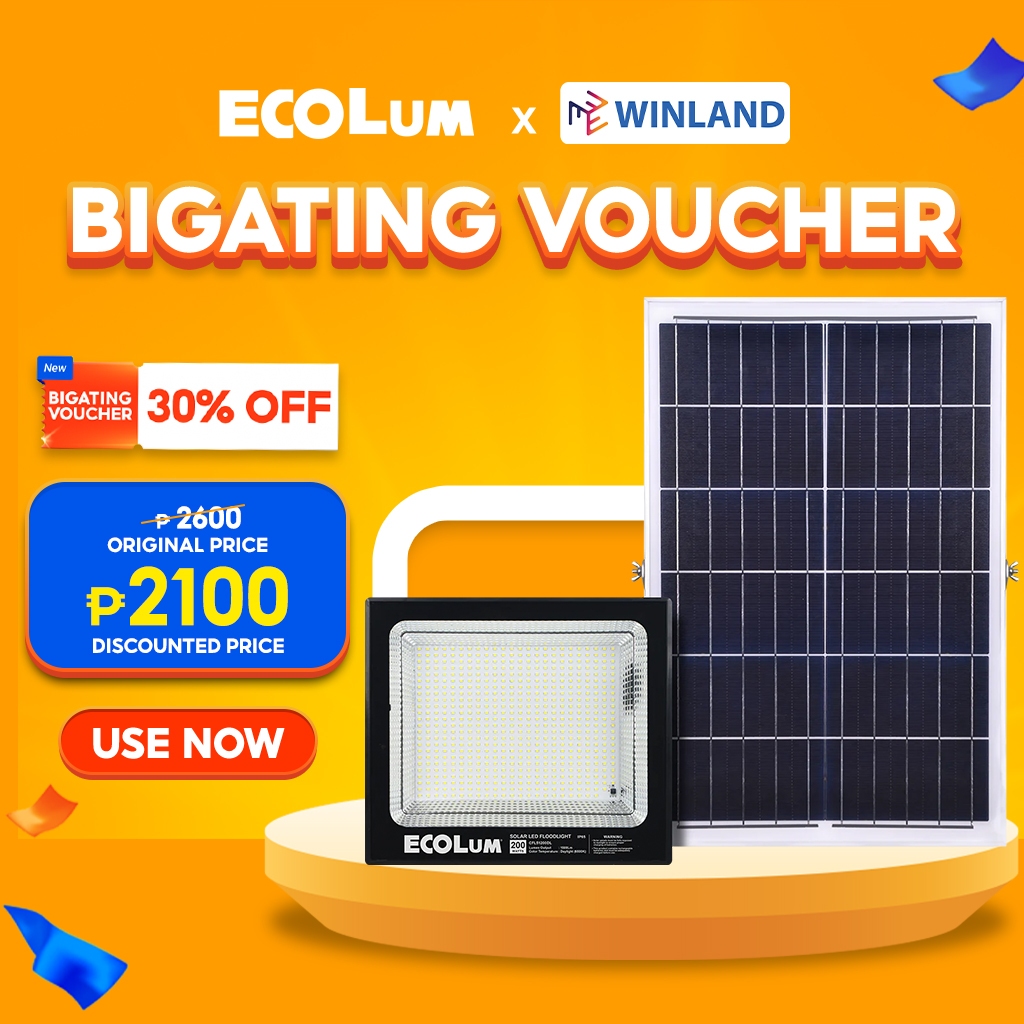 Ecolum by Winland Solar LED Floodlight 200W / 1500 Lumens Daylight ...