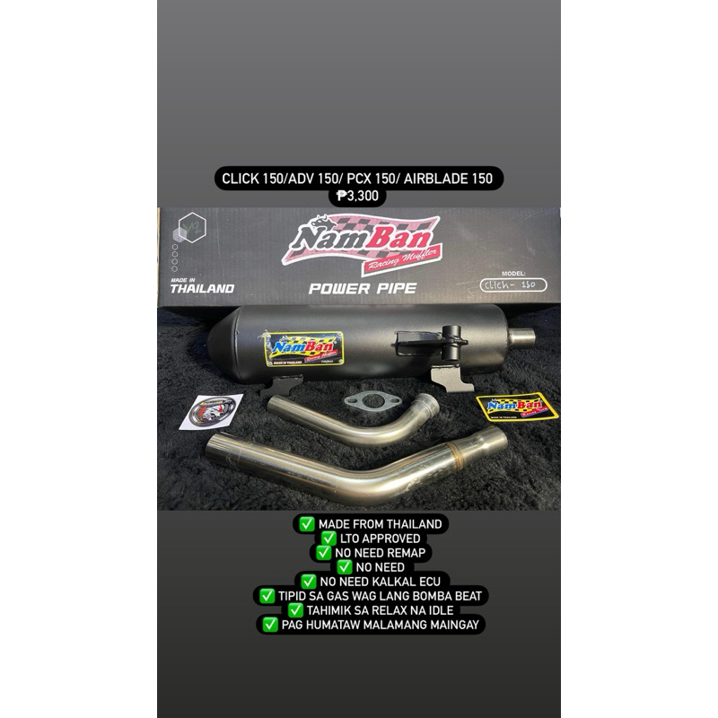 Namban Power Pipe for Click 125, Click 150/PCX 150, Mio i 125, Gear ...