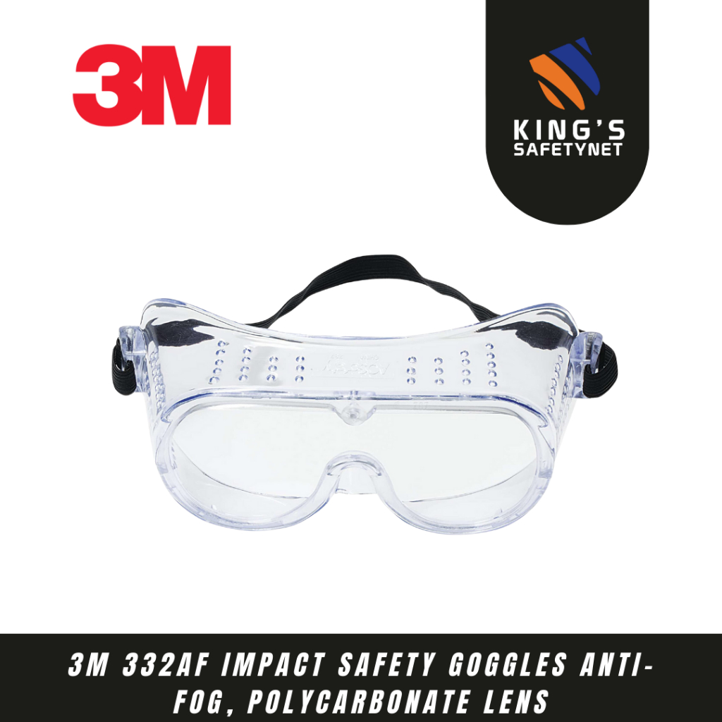 3M 332af Impact Safety Goggles Anti-Fog, POLYCARBONATE LENS | Shopee ...