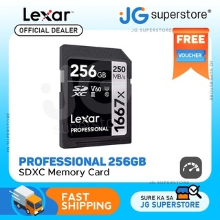 Lexar Professional 256GB SDXC V60 1667x UHS-II Class 10 Memory Card ...