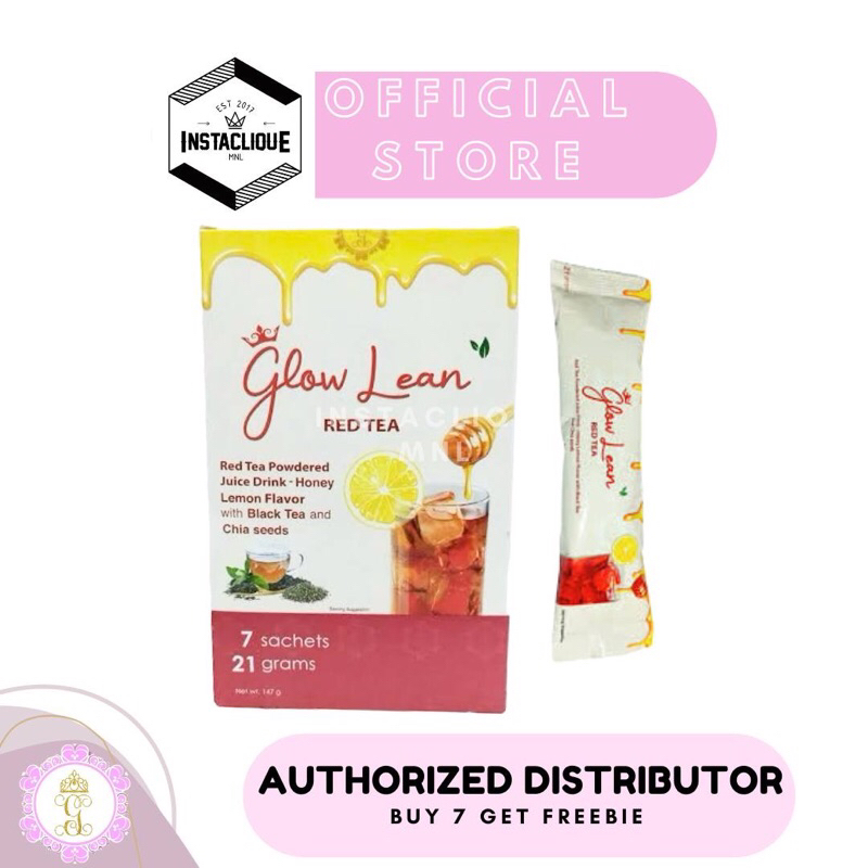 Glow Lean Red Tea Powdered Juice Drink - Honey Lemon Flavor with Black ...