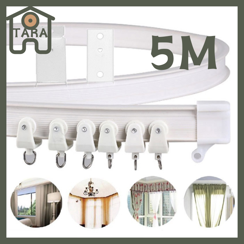 Curtain Track 5M Curtain Rail Track Set Flexible Bendable Ceiling ...