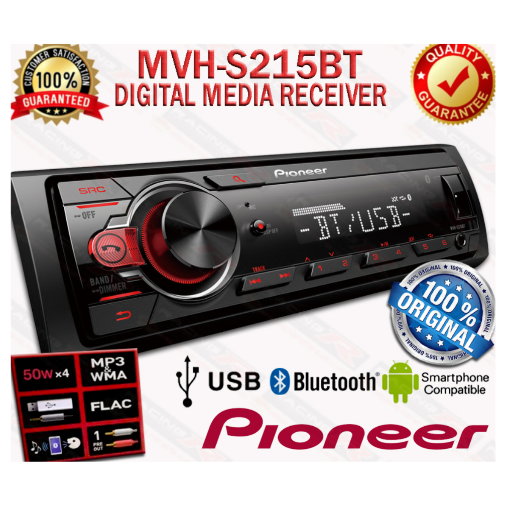 Pioneer Car Stereo Receiver (MVH-S215BT) 100% Original Stereo Single ... Pioneer Car Stereo Receiver (MVH-S215BT) 100% Original Stereo Single ...