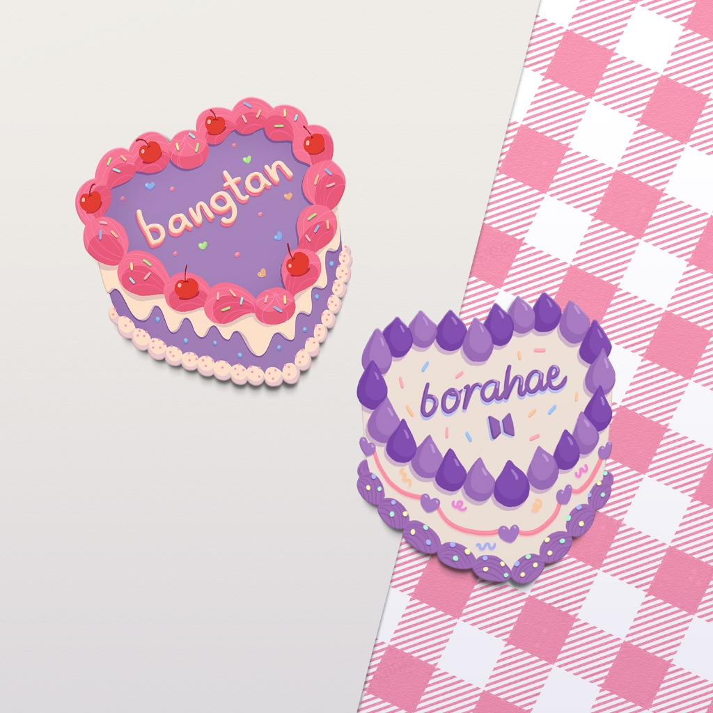 ⁷ KPop BTS Bangtan Cakes Borahae Borderless Laptop Stickers | Shopee ...