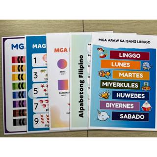 BUNDLE OF 5 TAGALOG Educational learning materials for kids Laminated ...