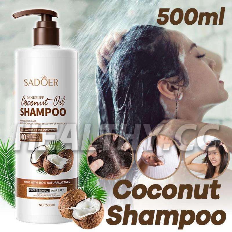 500ml Coconut Hair Black Shampoo Anti-Dandruff Refreshing Control Fluffy Repair Frizz Suppleness ...