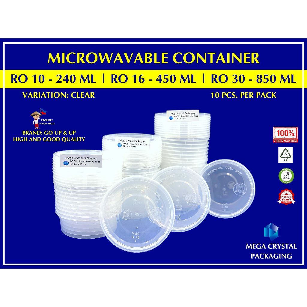 [ 10 Pcs ] Microwavable Container Round RO 10 - 240ml / RO 16 - 450ml ...