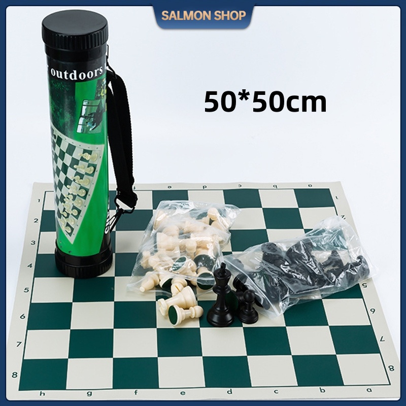 50x50cm Tournament Chess Mat Set Foldable Chess Board Outdoor Portable ...