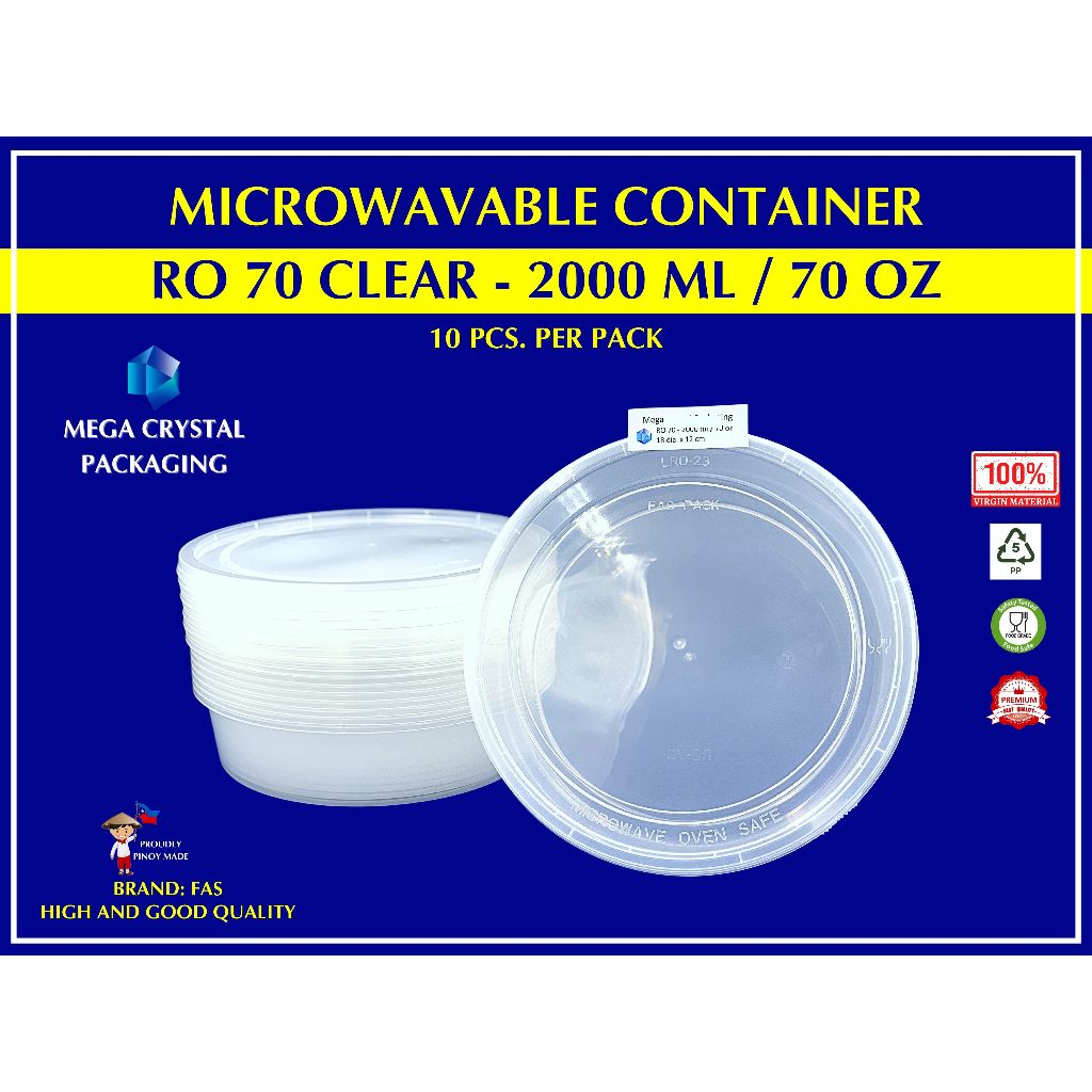 [ 10 Pcs ] Microwavable Container Round RO 70 - Round 2000 ml / 70 oz ...