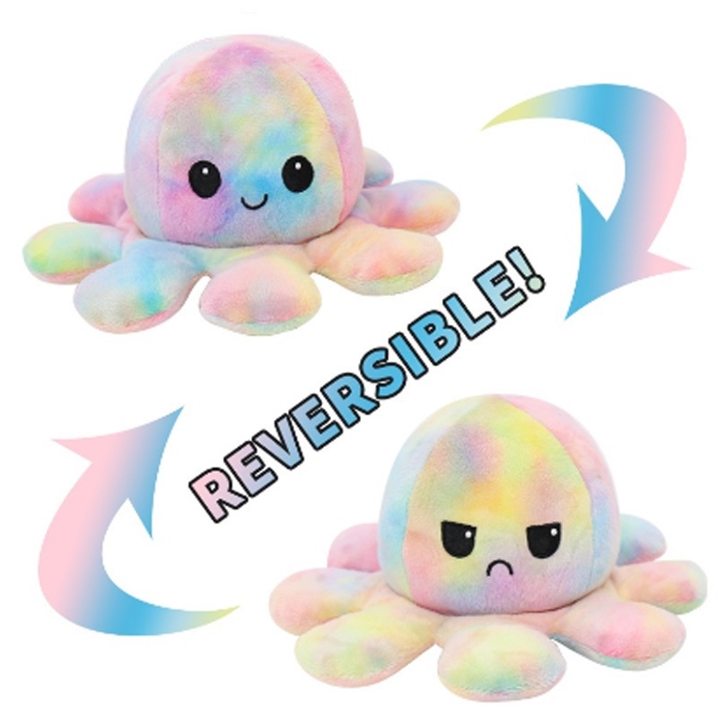 Timi Reversible Flip Stuffed Octopus Plush Doll Soft Simulation ...