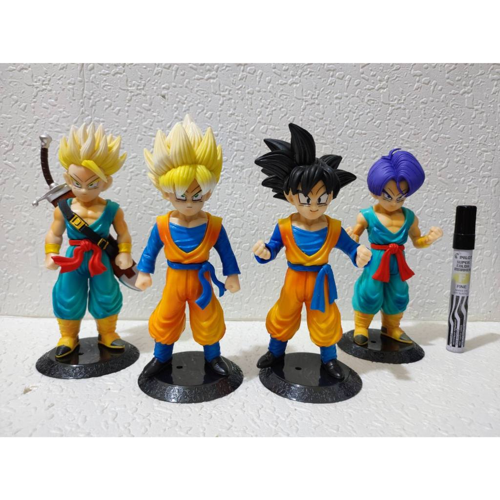 20cm Dragon Ball Z DBZ Goku Yellow Hair Trunks Childhood Set of 4 White ...