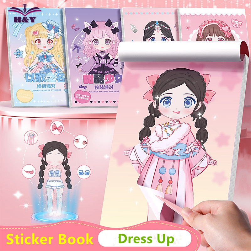 Stickers Book Paper Doll Sticker Book Dress Up Whole Body Dress Up ...