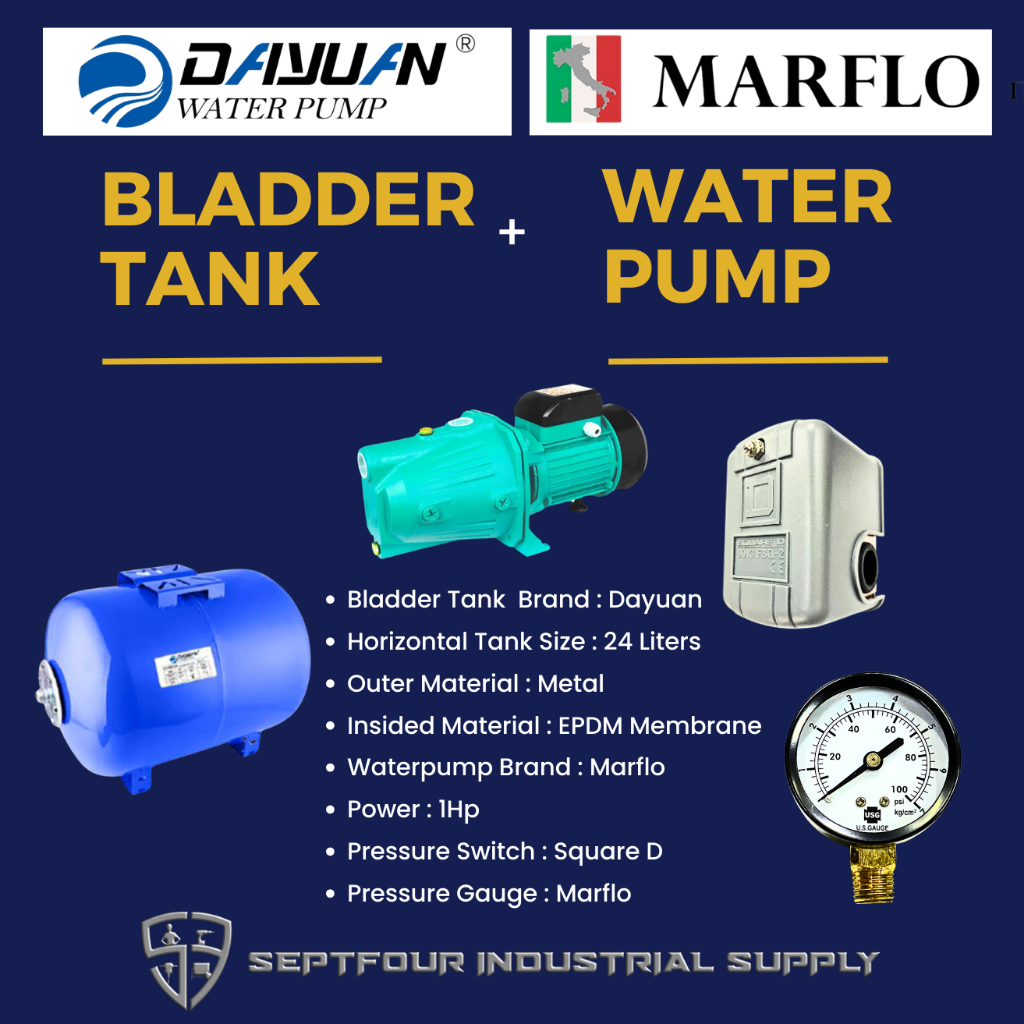 MARFLO 1HP JET waterpump with 24L/36/50L/60L/80L/100L Dayuan Horizontal ...