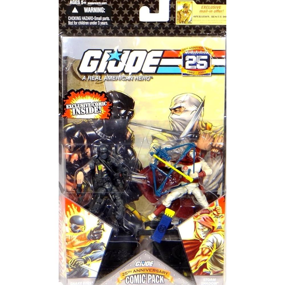 G.I. Joe 2 Pack Snake Eyes and Storm Shadow 25th Anniversary Comic Pack ...