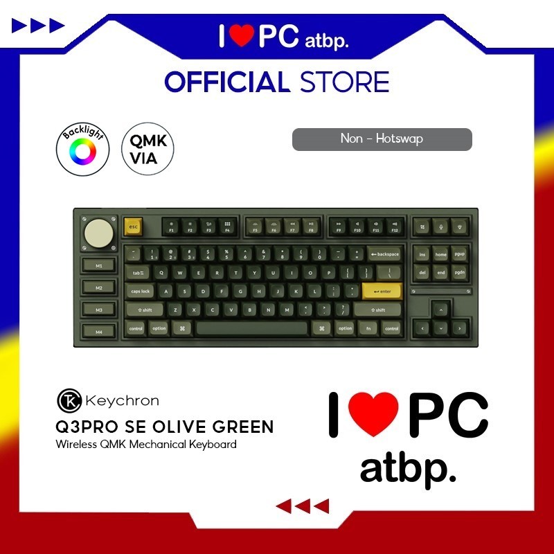 Keychron Q3 Pro SE with Knob QMK Mechanical Keyboard, Olive Green, TKL ...