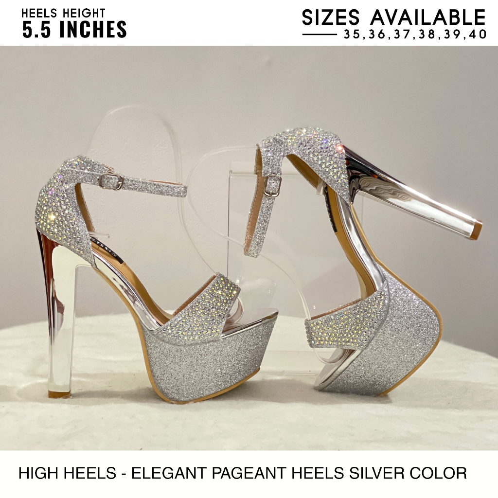 ELEGANT COMFY PAGEANT HIGH HEELS GOLDEN 5.5 INCHES | Shopee Philippines