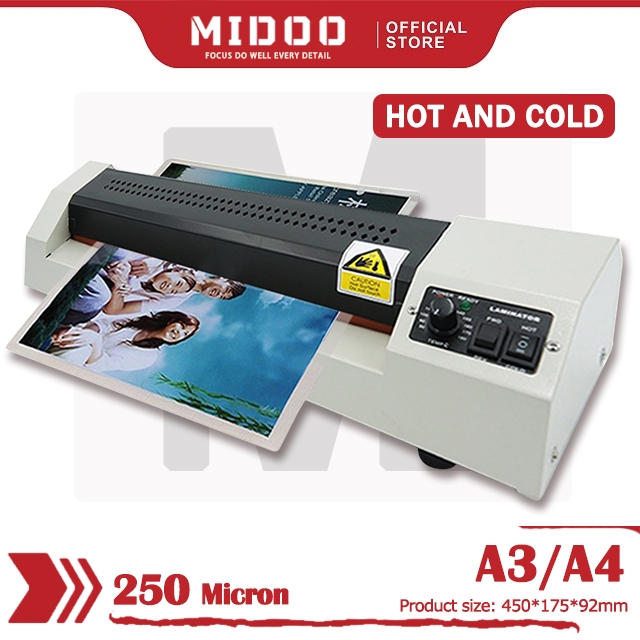 MIDOO Laminator Machine A3/A4 Size Laminator (Hot/Cold/Reverse) 220V ...