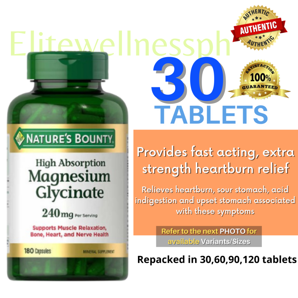 Nature's Bounty Magnesium Glycinate 240 mg,Supports muscle relaxation ...
