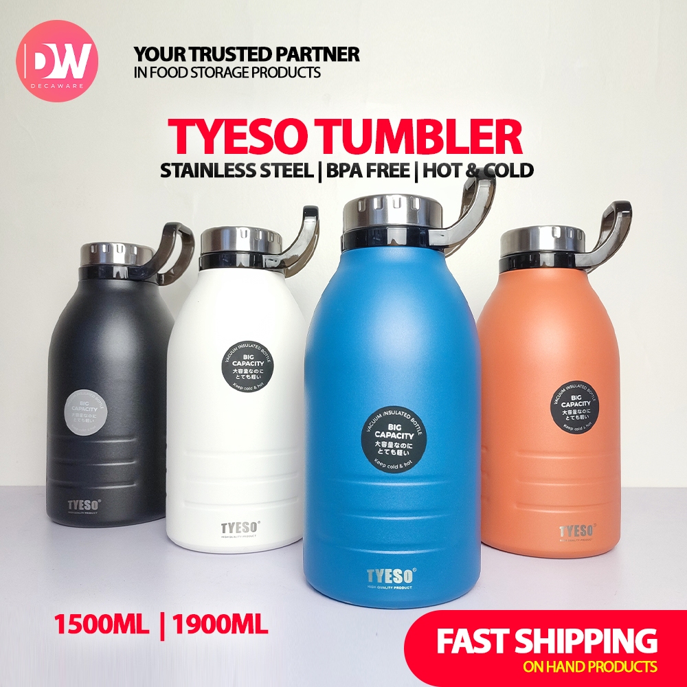 Tyeso Stainless Steel Sports Water Bottle with Straw Vacuum Insulated Tumbler 1500ml | 1900ml ...