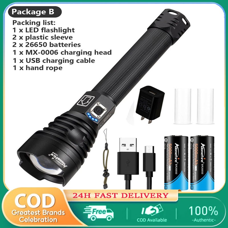 Waterproof Rechargeable LED Flashlight High Power 4 Core Super Bright ...