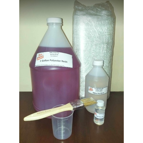 Fiberglass Set (R7) - 1 gal Resin, 500cc Hardener, 1kg CSM, Brush, Cup ...