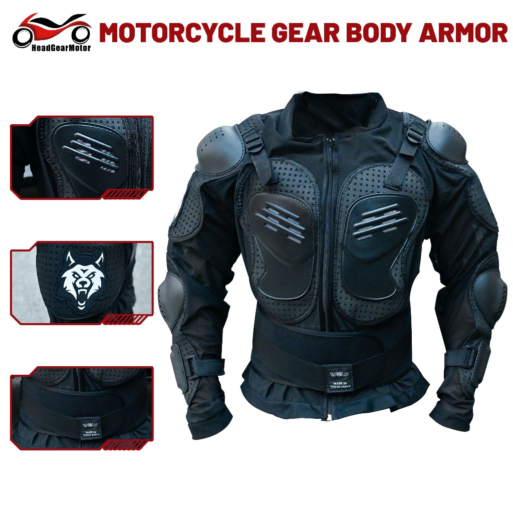 Racing Motorcycle Gear Jacket Coat Body Armor Protector Wolf Brand ...