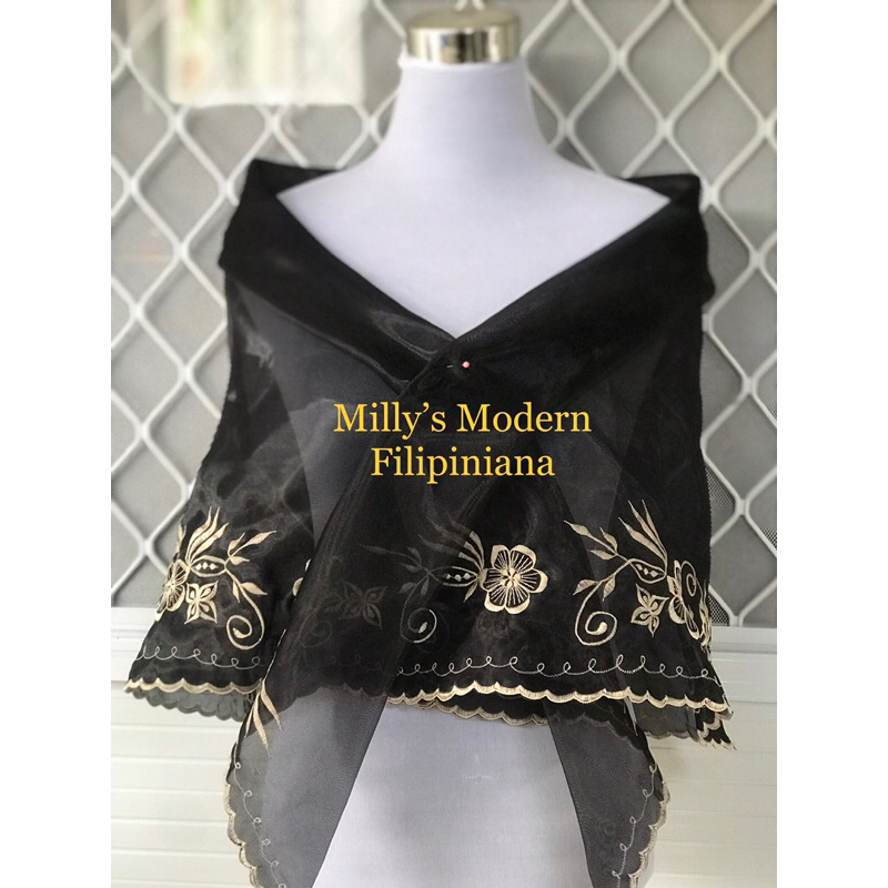 Modern Filipiniana lady shawl / balabal maria clara medium - 4xl ...