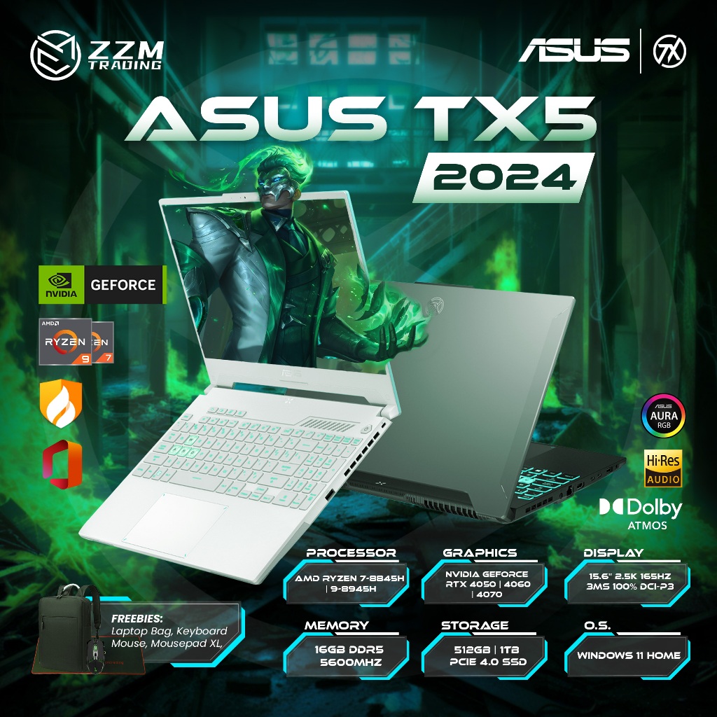 ASUS TUF Series TX5 15.6" 2.5K Res Ryzen 7/9 RTX 4070 165hz 3ms 16GB ...