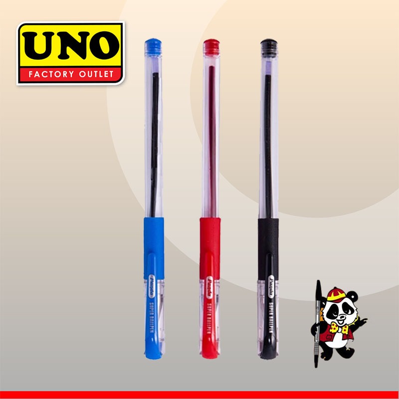 Panda Super Ballpen Rubber Grip 0.7 mm Black/Blue/Red | Shopee Philippines