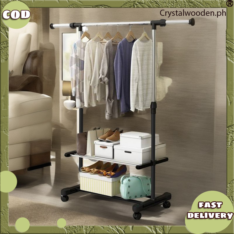 Floor-standing clothes drying rack single pole movable hanger Simple ...